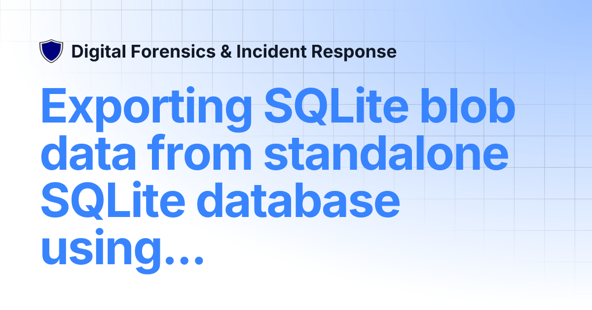 Exporting Sqlite Blob Data From Standalone Sqlite Database Using 4933